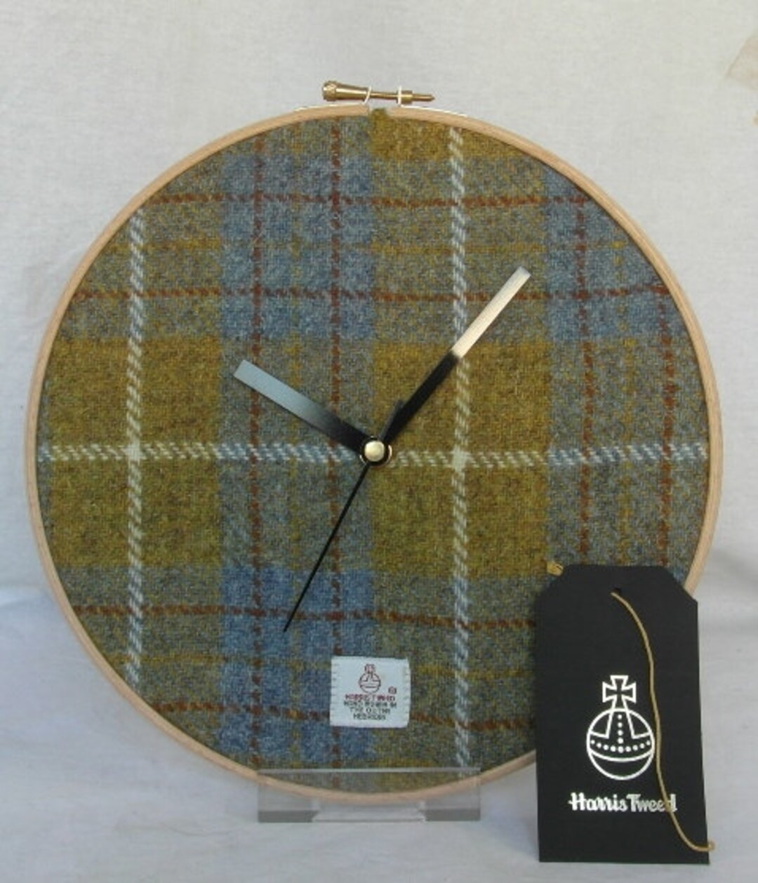 Harris Tweed Round Wall Clock 9in / 23cm Authentic Harris Tweed Faced ...