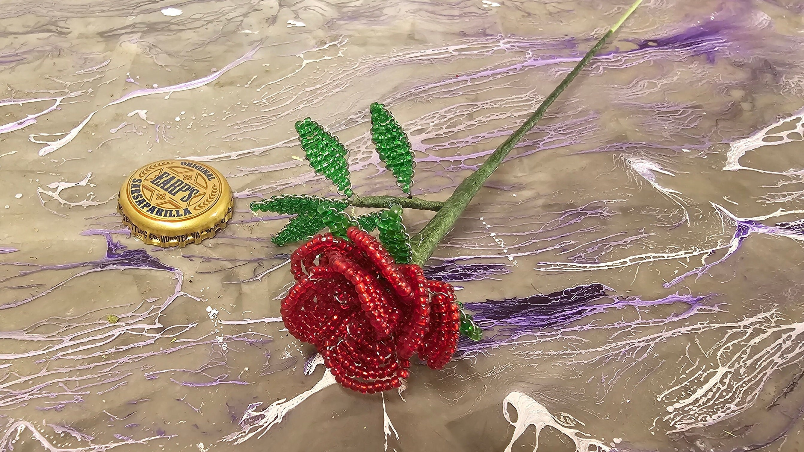 Red Beaded Rose single Stem - Etsy