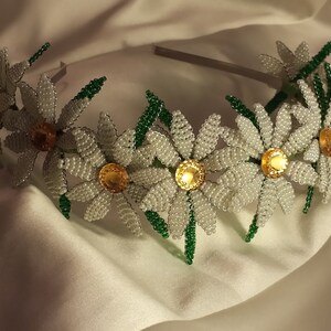 Beaded Daisy Flower Tiara Crown - Etsy