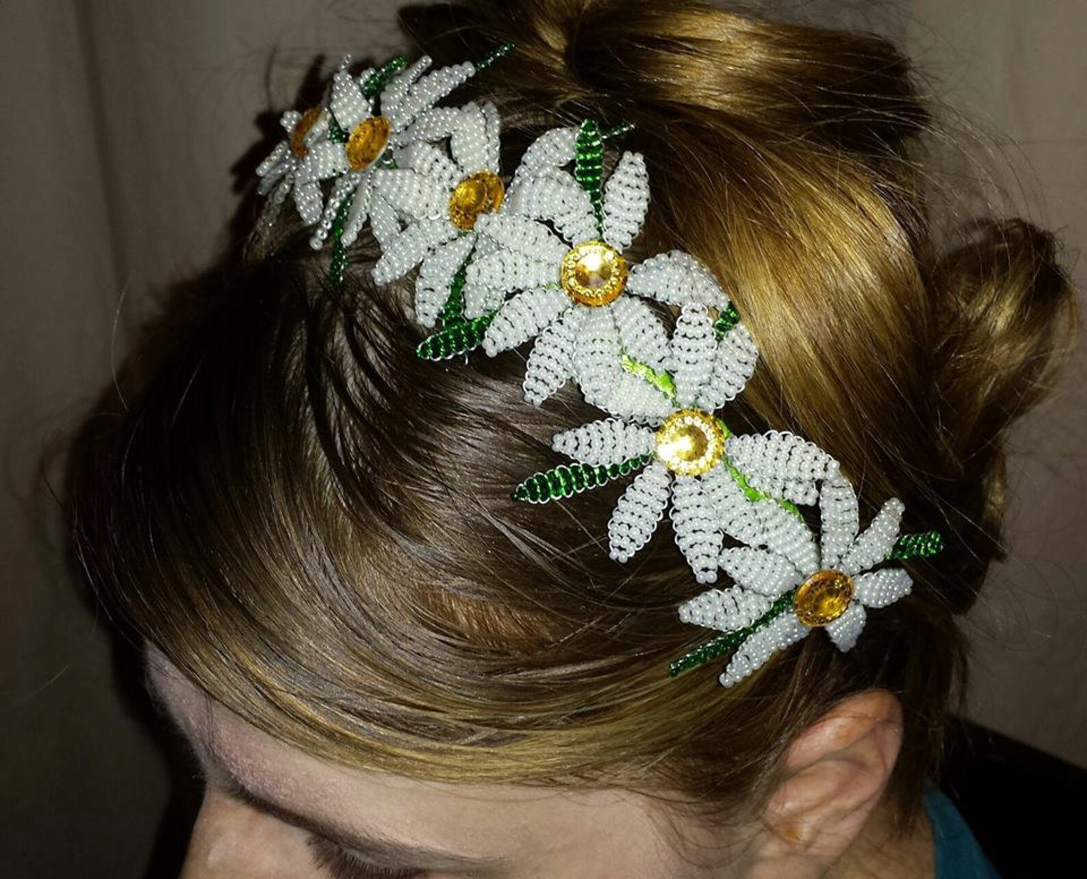 Beaded Daisy Flower Tiara Crown - Etsy