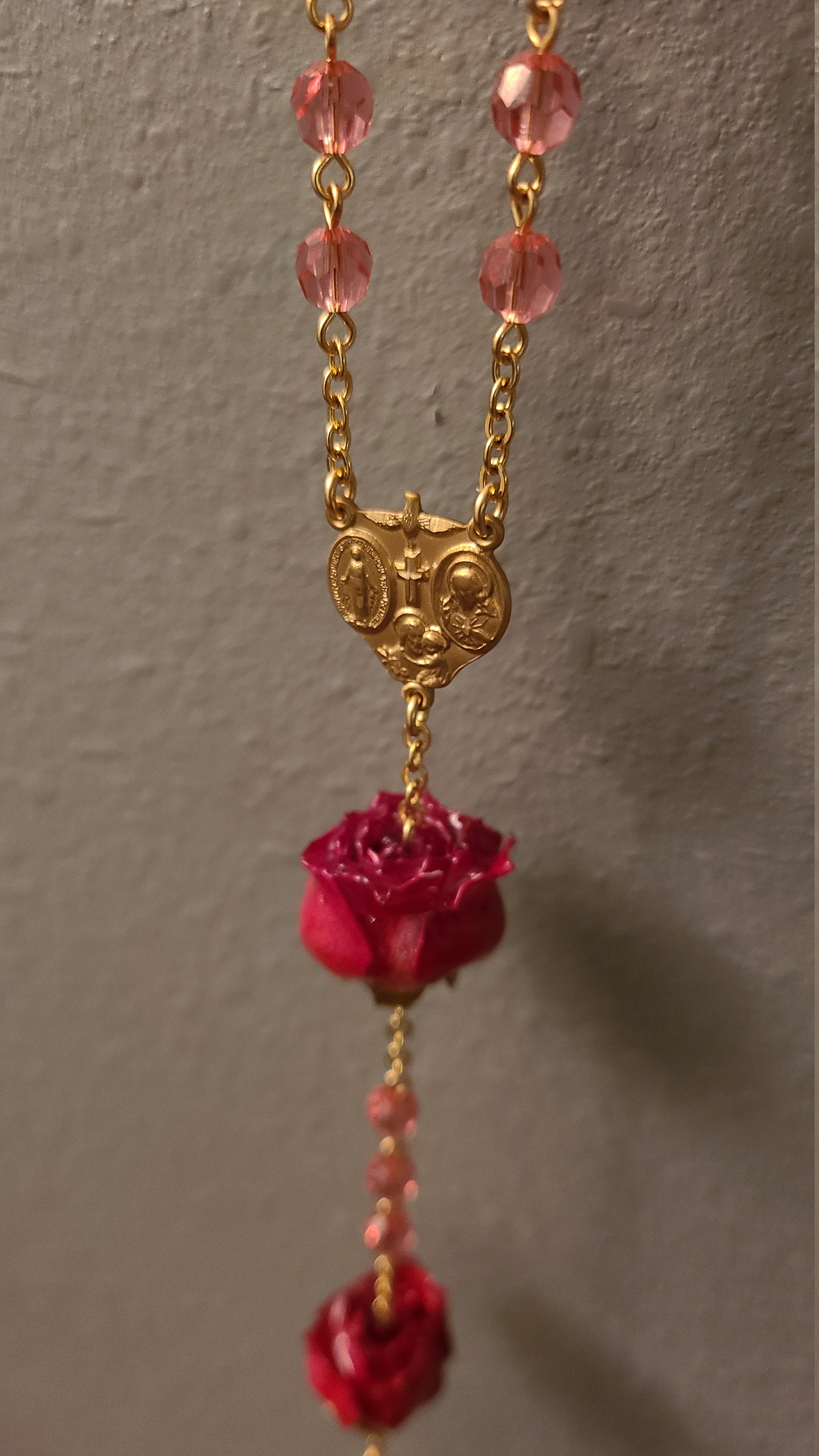 Custom Gold Filled Rosary With Real Rosebuds and Swarovski Crystal ...