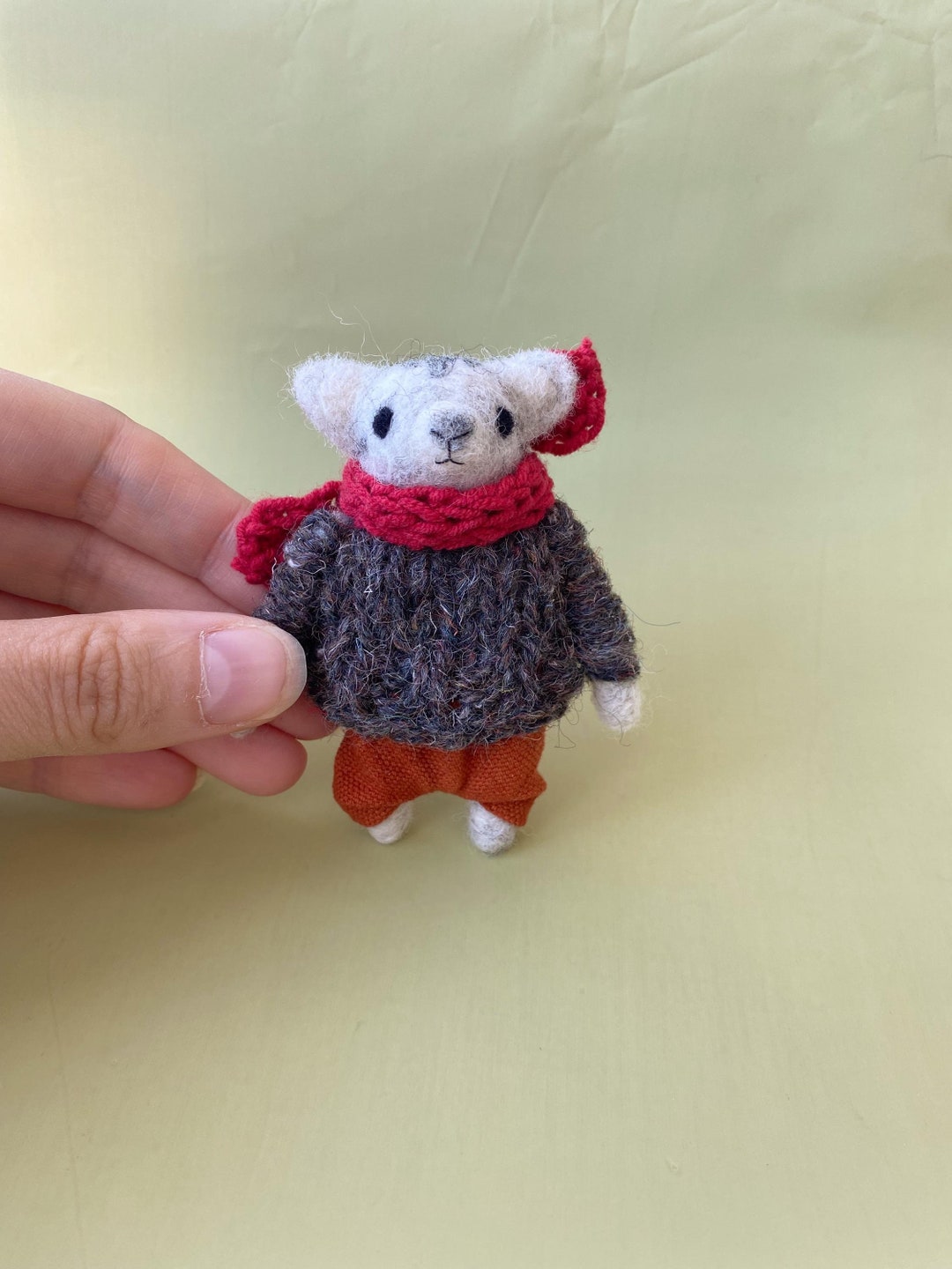Needle Felted Cat Doll - Posable Doll in Knitted Sweater, Woolen Kitty ...
