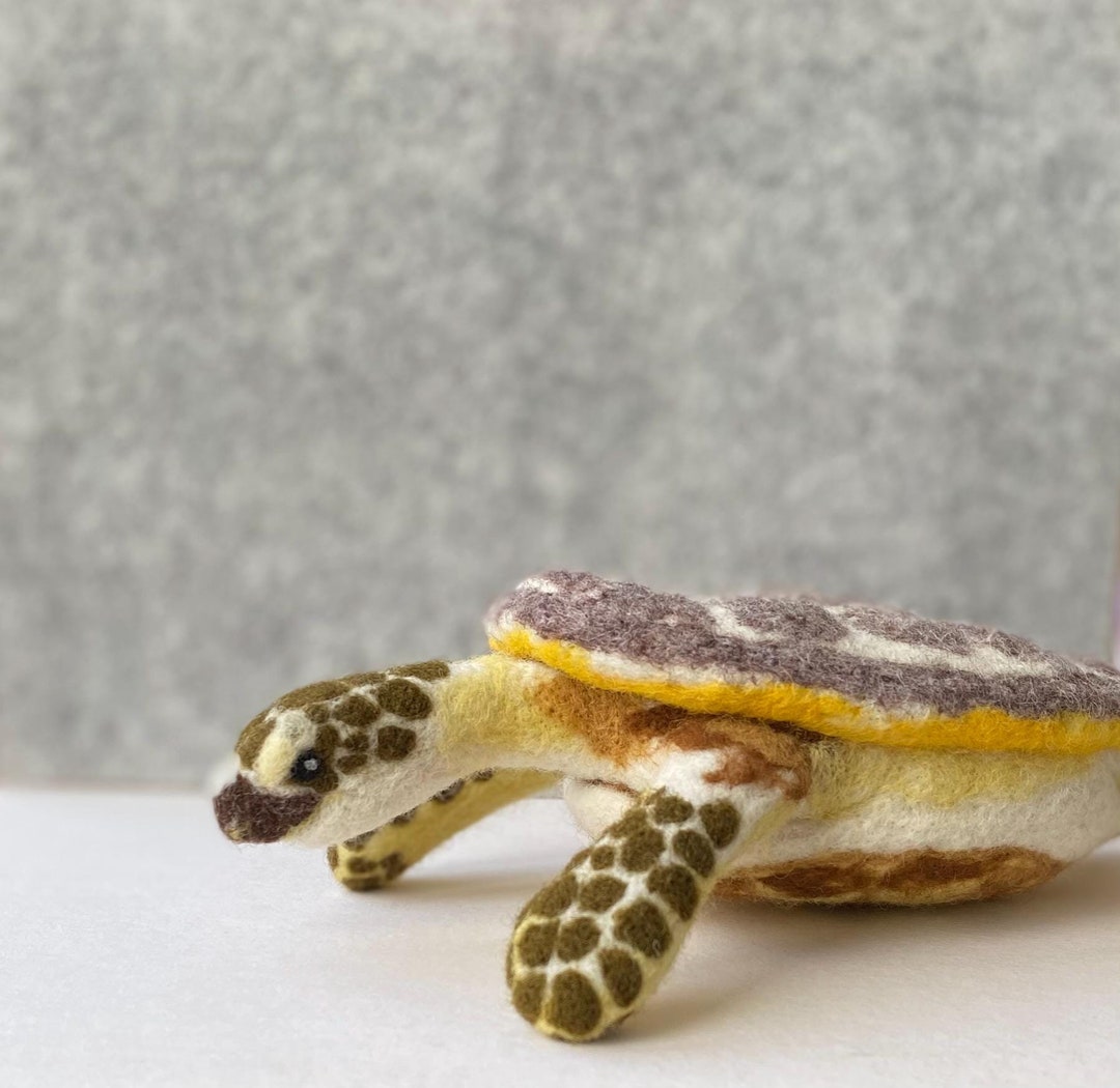 Needle Felt Turtle - Sea Tortoise Ornament, Realistic Figure Plush ...