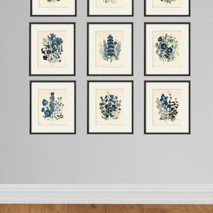 Antique French Botanical Print: Blue Vintage Flower Wall Art - Etsy