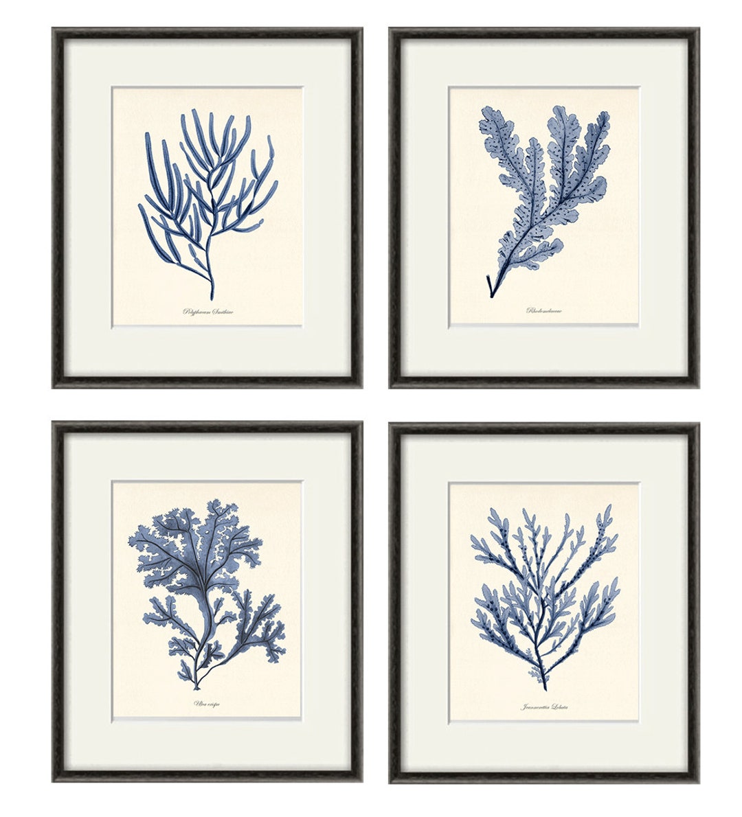 Navy Blue Nautical Art Print Set of 4 Antique Wall Art Victorian Art ...