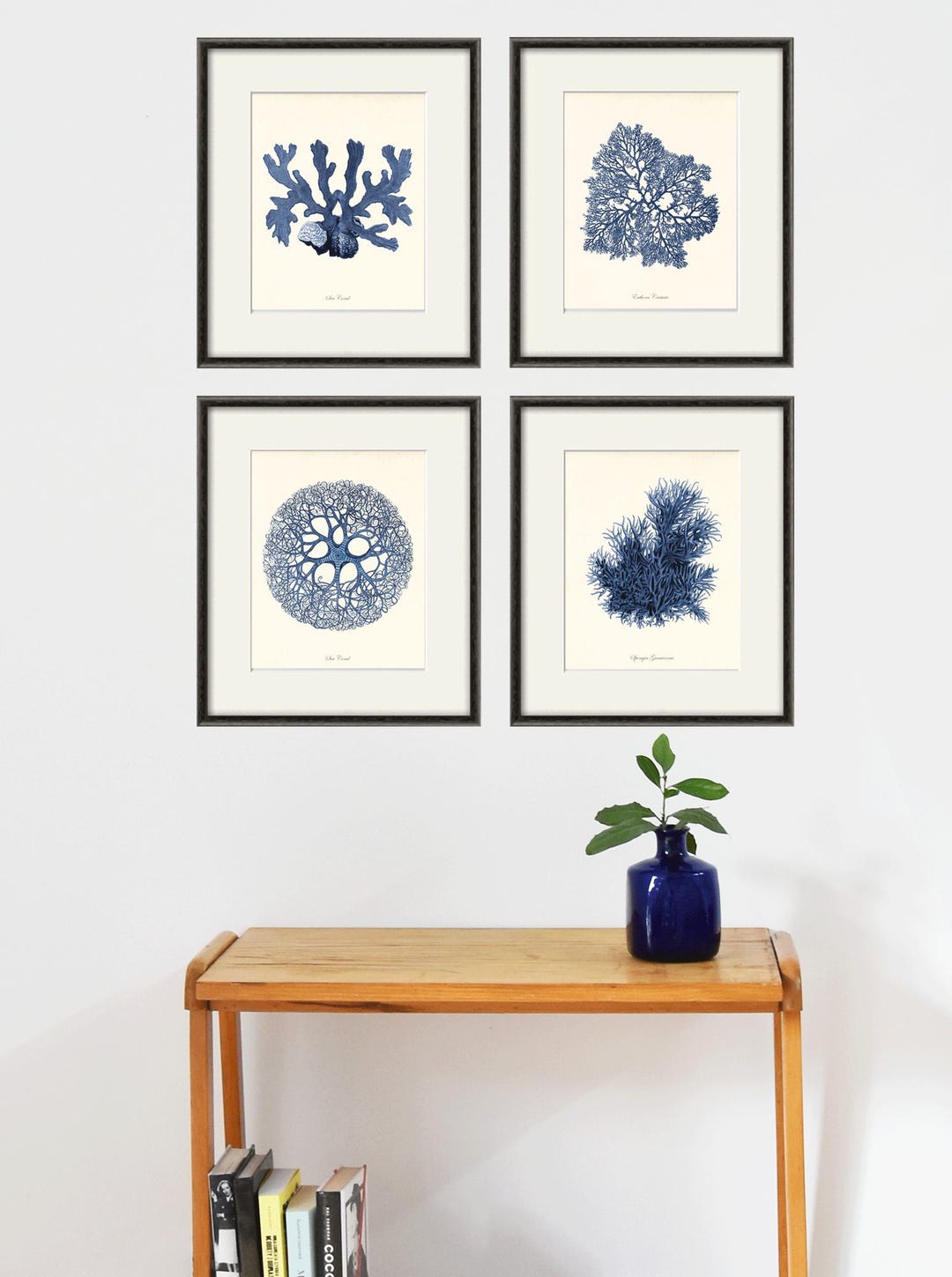 Blue Sea Coral Art Nautical Print Set Sea Art Print Vintage Ocean Life ...