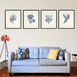 Navy Blue Nautical Art Print Set of 4 Antique Wall Art Victorian Art ...