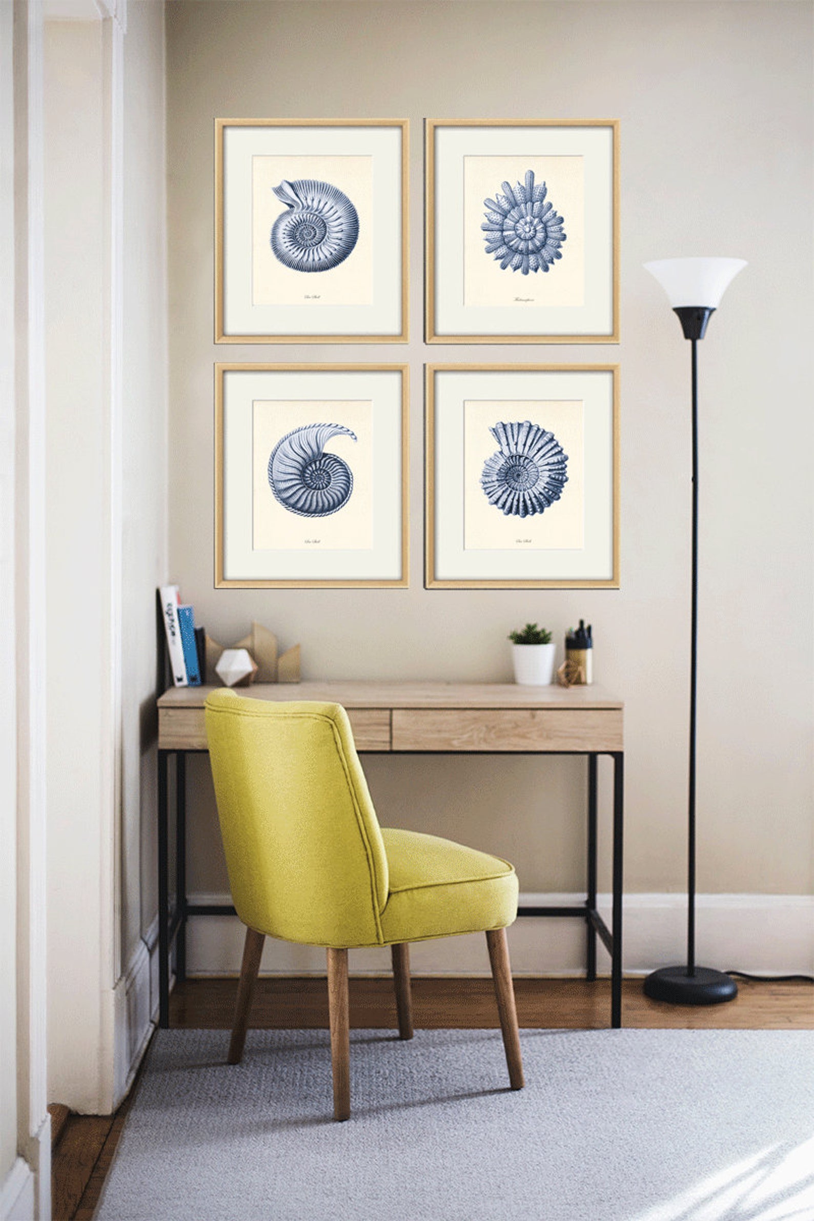 Blue Nautical Decor Seashell Art Print Sea Beach Art Nautical - Etsy