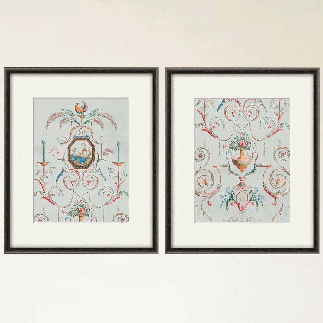 Blue French Wall Art French Art Print Poster French Wallpaper Victorian ...