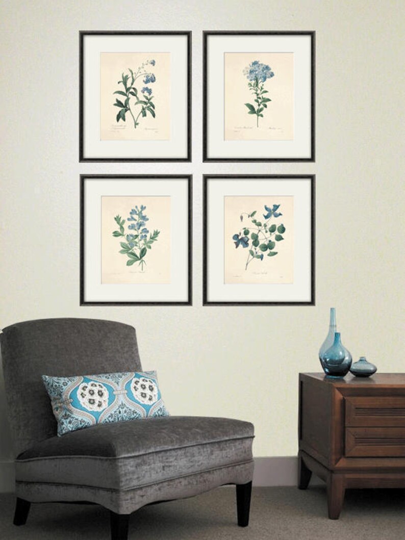 Antique flower print Cottage wall art flowers Victorian print | Etsy