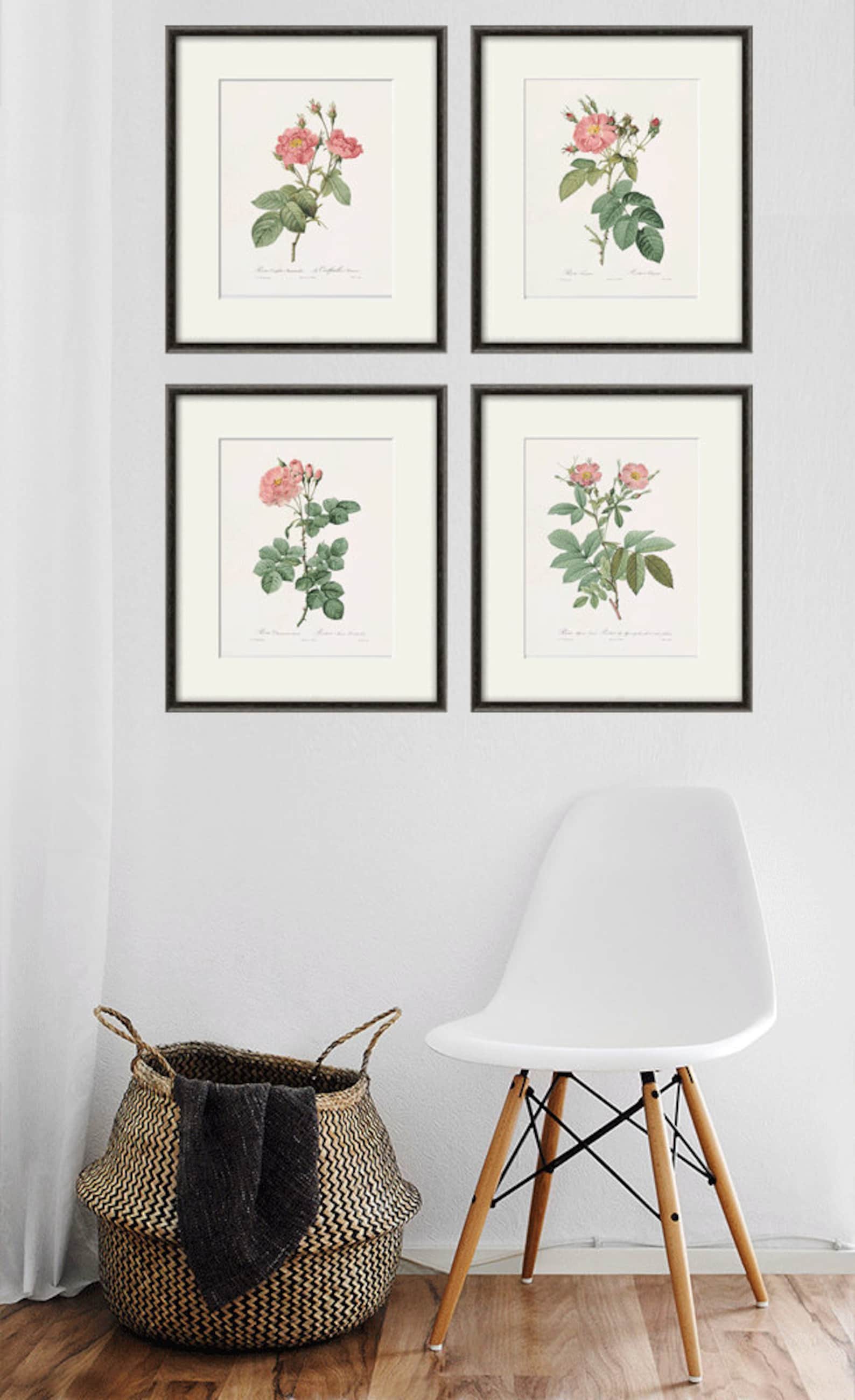 Pink Rose Art Print Vintage Flower Print Cottage Wall Art - Etsy