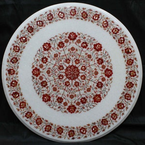 White Marble Coffee Table Handmade Inlay Art - Etsy