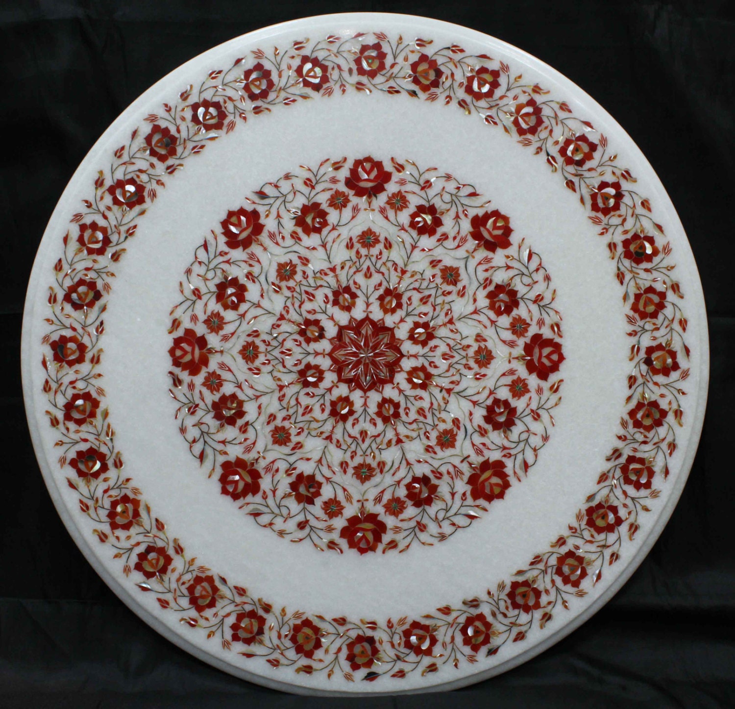 White Marble Coffee Table Handmade Inlay Art | Etsy