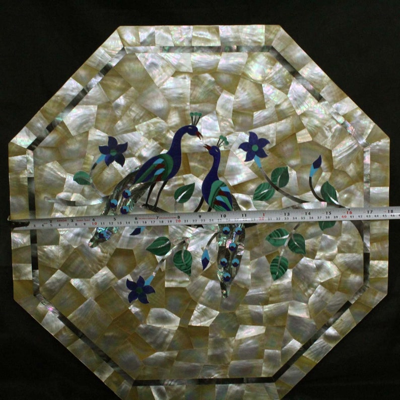 Marble Side Table Peacock Design Mother of Pearl Inlay - Etsy
