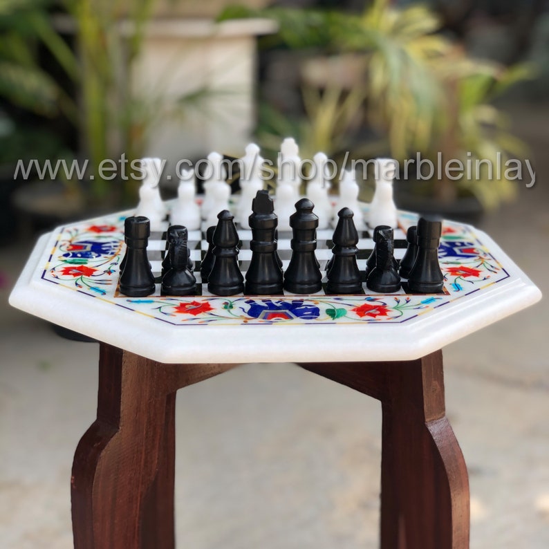 Stone Chess Set With Marble Board Handmade Inlay Game for | Etsy