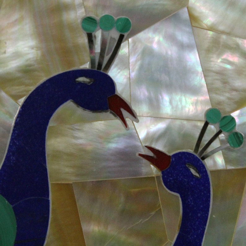 Marble Side Table Peacock Design Mother of Pearl Inlay - Etsy