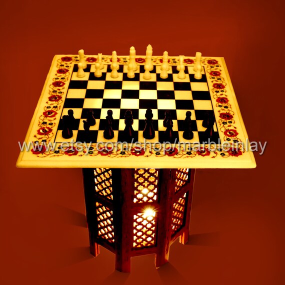 Large Chess Board With Chess Set Living Room Coffee Table | Etsy