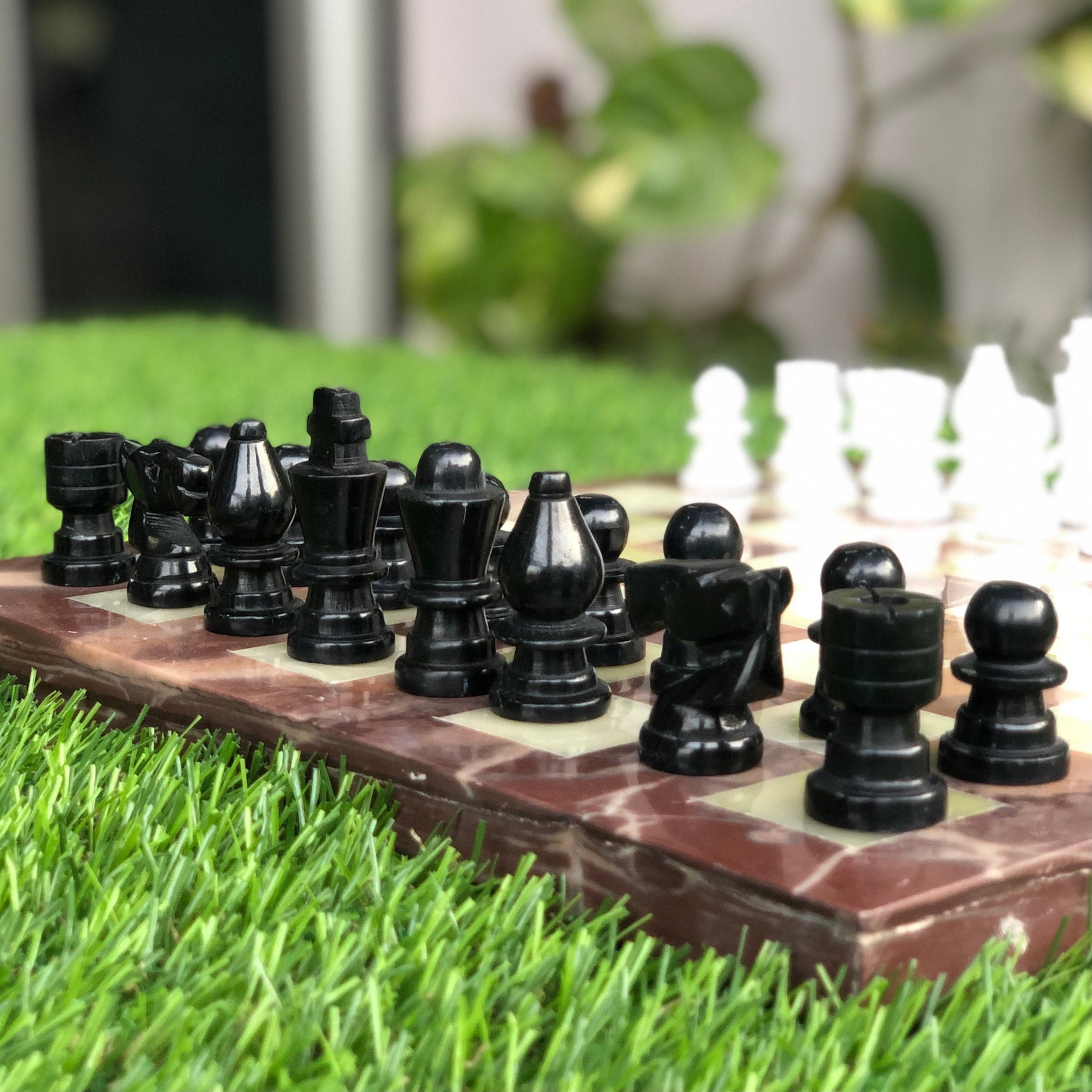 Marble Chess Table With Pieces Set Unique Board Games | Etsy