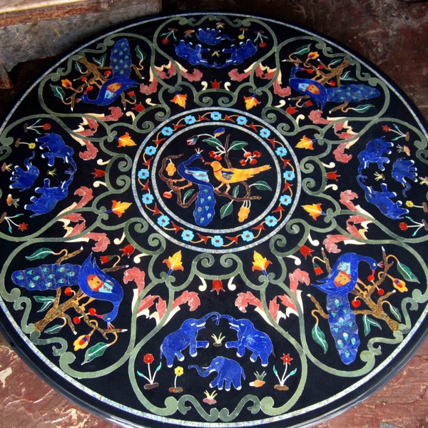 Antique Round Inlay Dining Table - Etsy