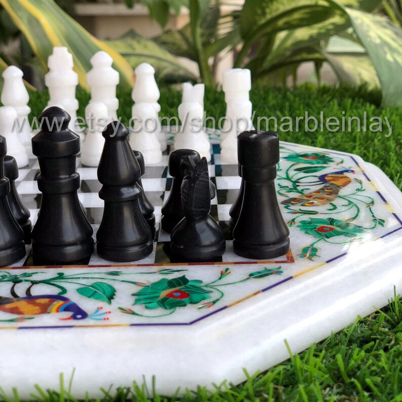 Luxury Marble Chess Set With Board Handmade Semiprecious Stone - Etsy