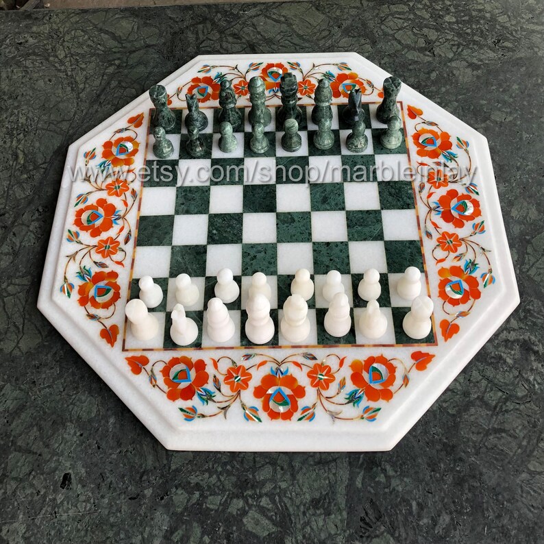 Marble Chess Table With Pieces Set Unique Board Games for - Etsy