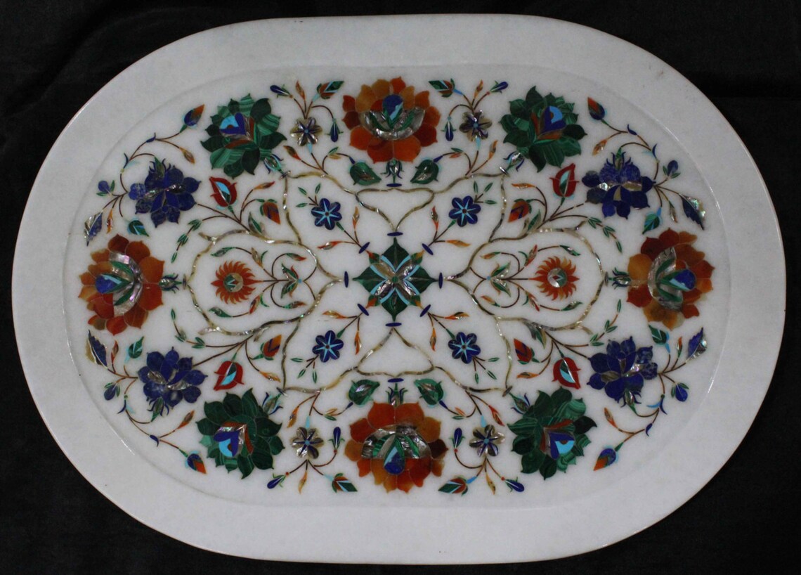 Marble Inlay Plates / Pietra Dura Plaques / Marble Vanity Tray - Etsy