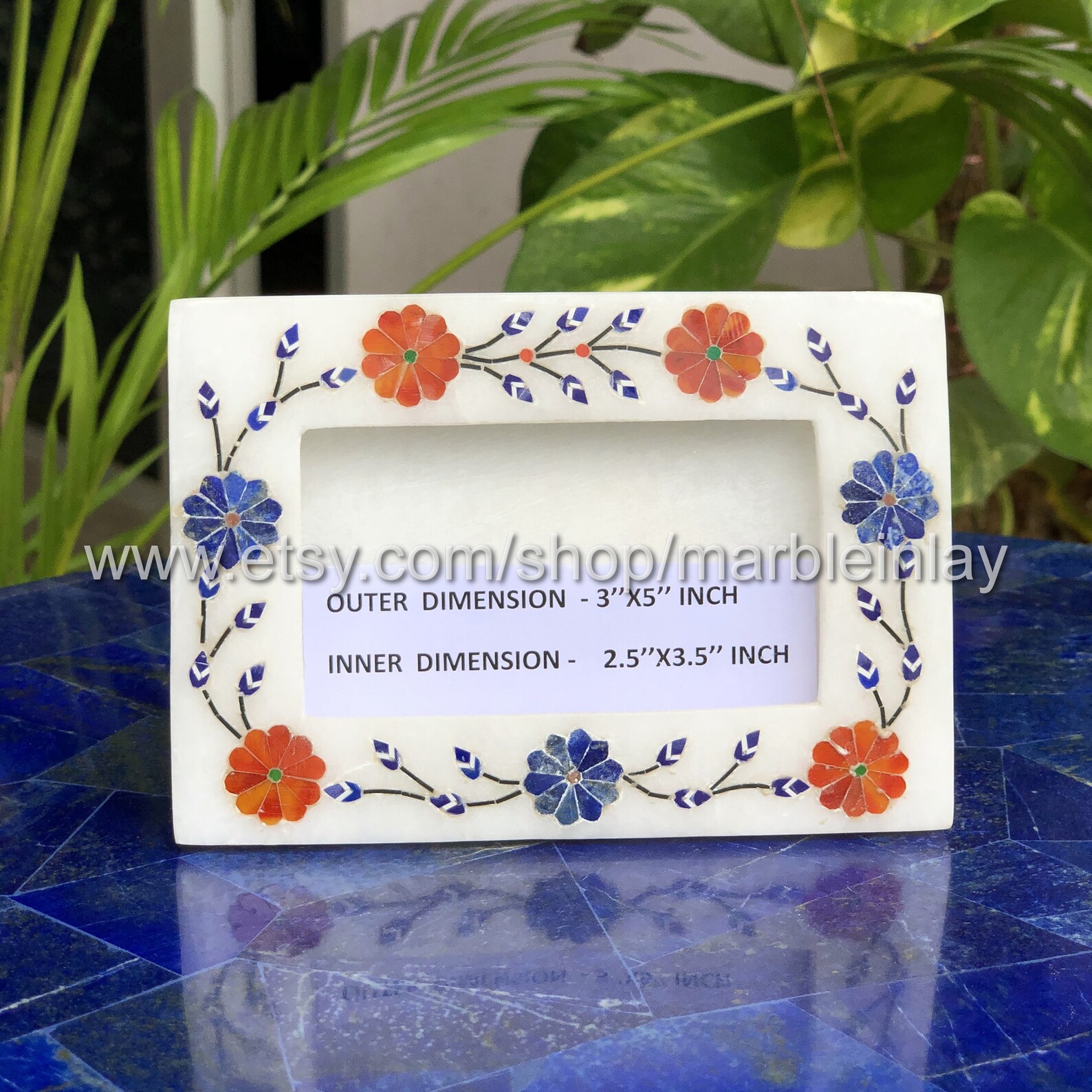 Handmade Marble Inlay Family Picture Photo Frame Set | Etsy