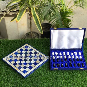 The Queens Gambit Chess Set Lapis Lazuli Inlay Premium Marble Chess ...