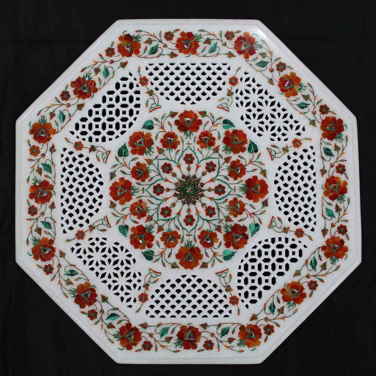 Marble Inlay Table Small Coffee Table Carnelian Stone | Etsy