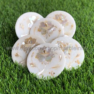 Set of 6 Marble Round Coasters Handmade Coffee Coasters Tea Coasters ...