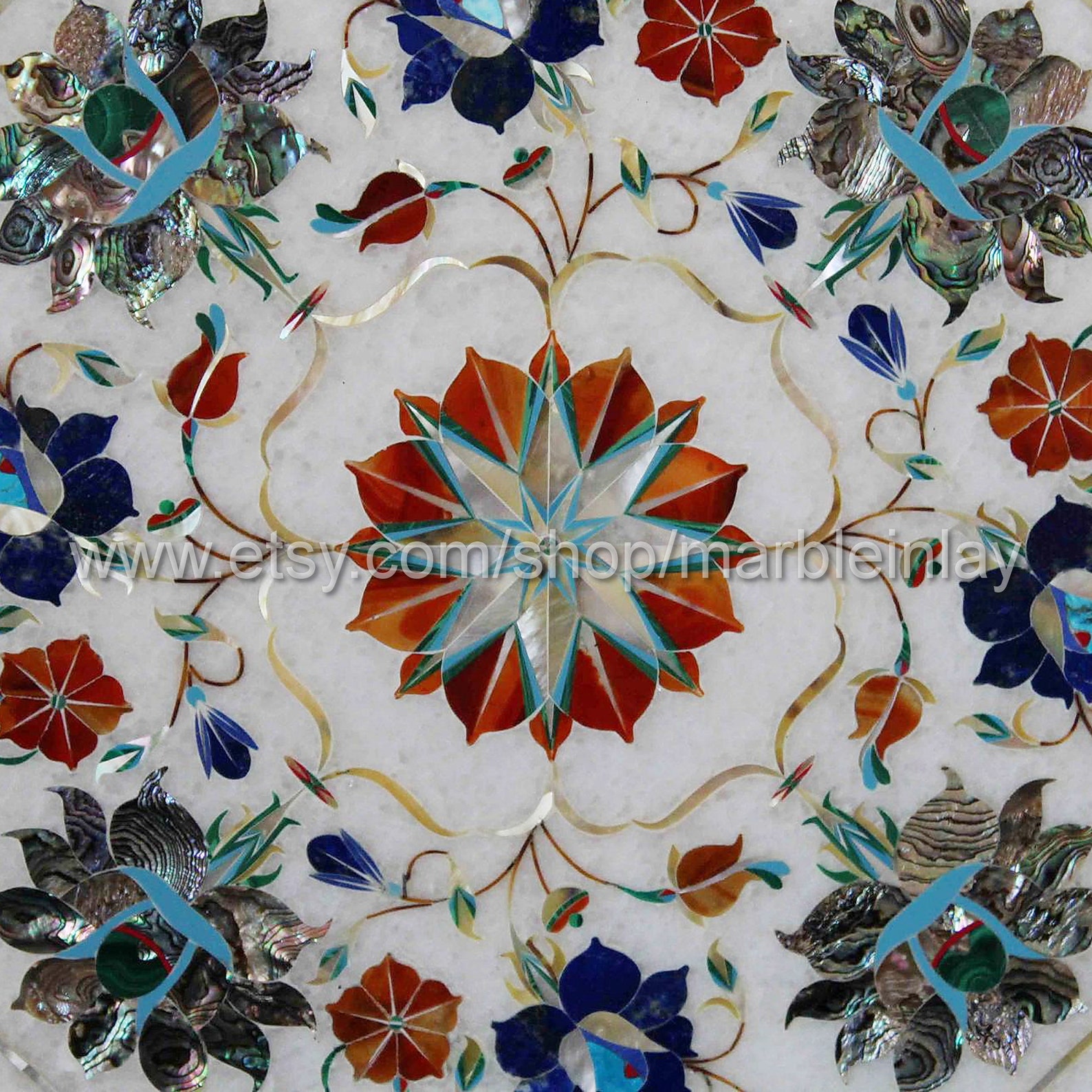 Marble Side Table Marble Inlay End Table for Living Room - Etsy