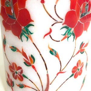 Marble Inlay Vase Hand Made Tree of Life Design and Tea Light Candle ...