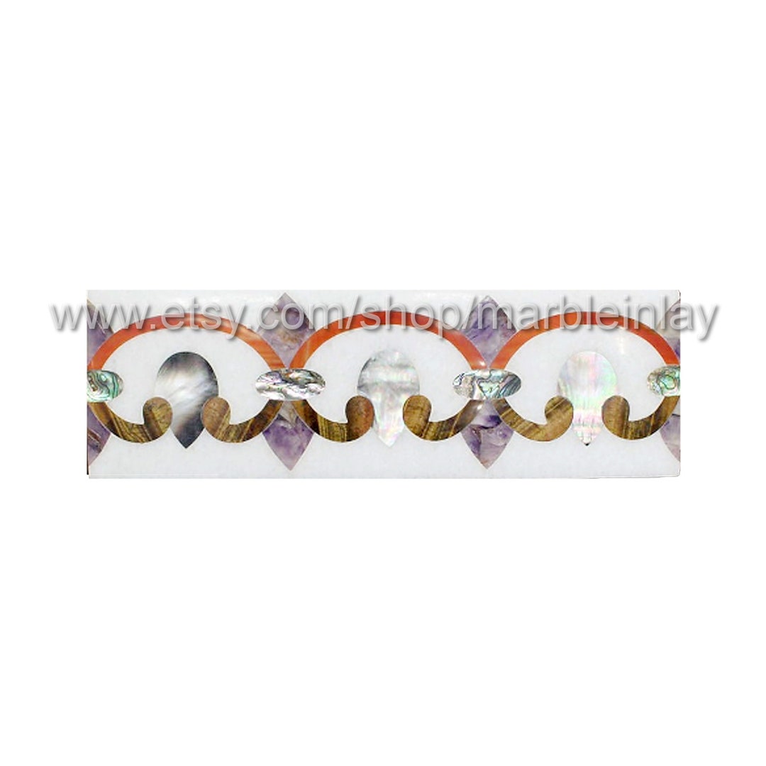 Handmade Tiles for Backsplash Stone Inlay Marble Wall Decor Border Tile ...