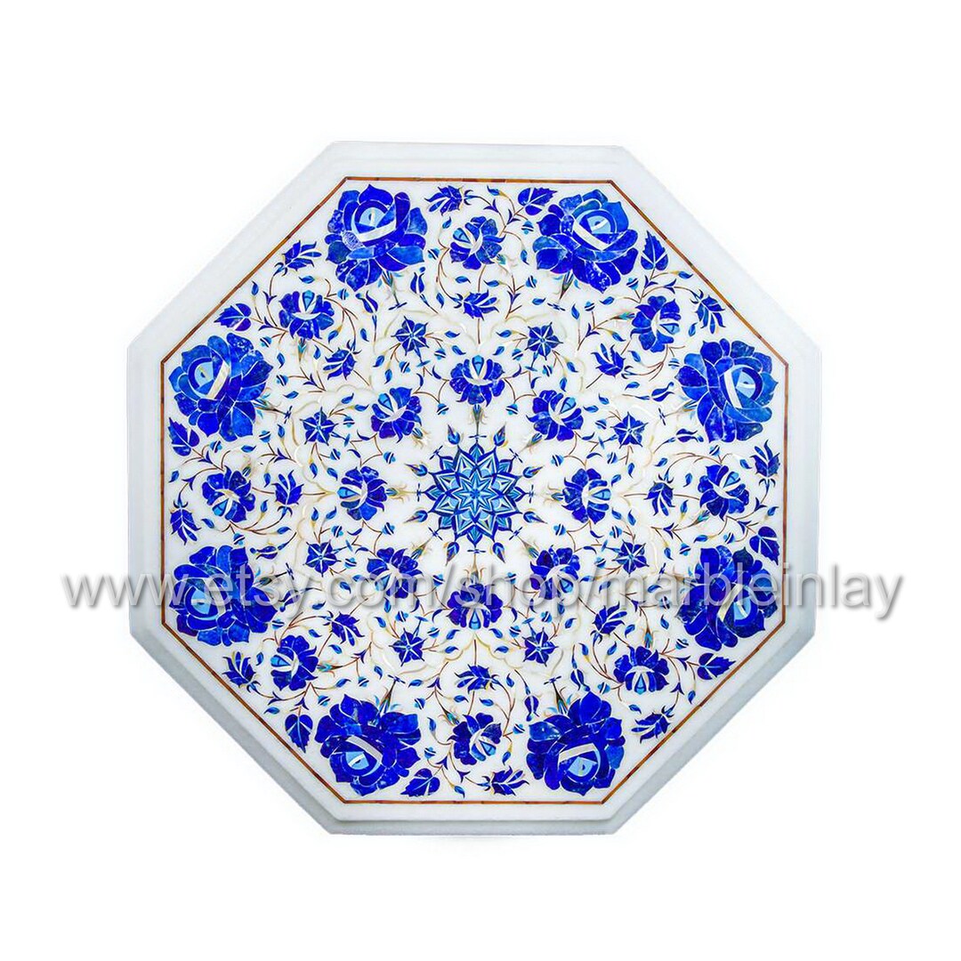 Blue Side,coffee Table Top Marble Inlay Furniture - Etsy