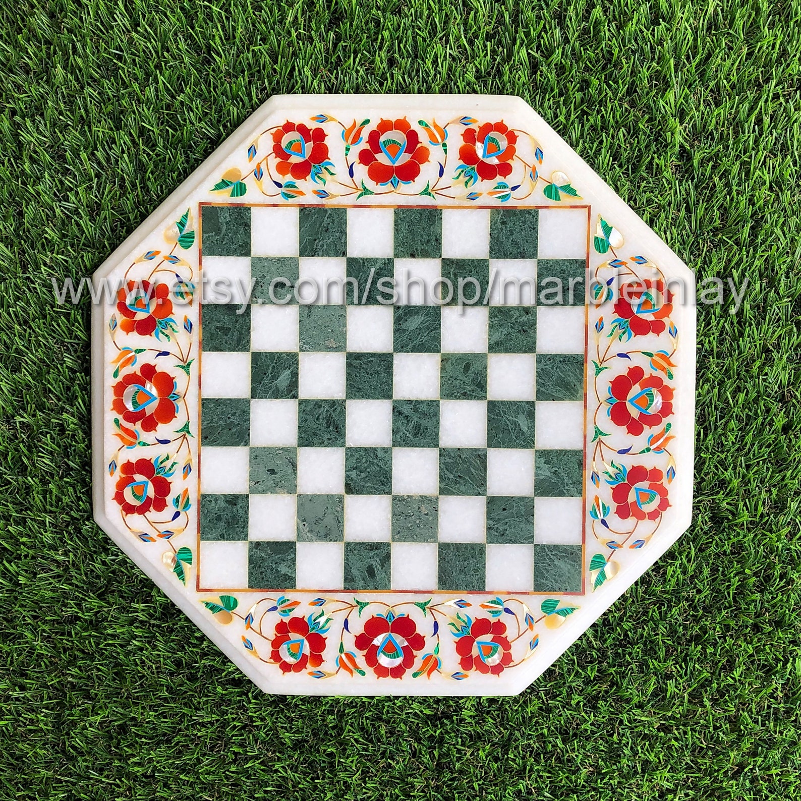 Marble Stone Chess Set Game Board Marble Inlay Chess Table - Etsy