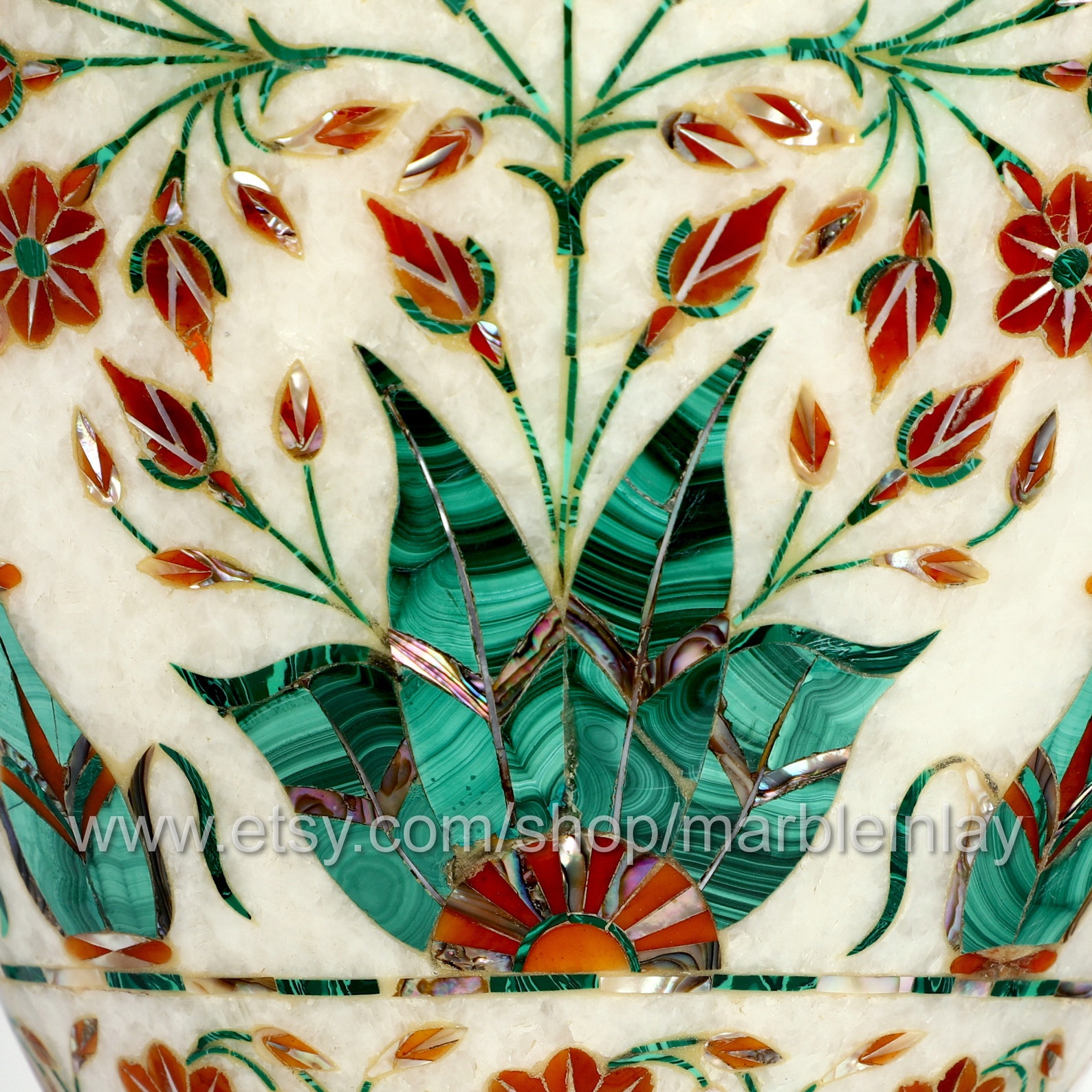 Large Marble Vases Inlay Floor Vases Set of Two Rustic Porch - Etsy