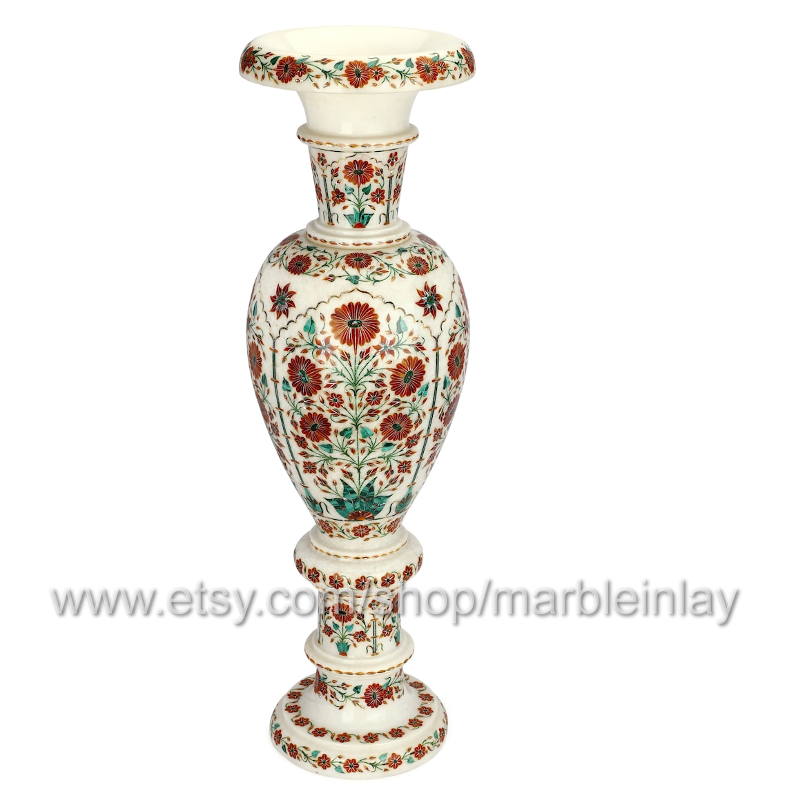 Large Marble Vases Inlay Floor Vases Set of Two Rustic Porch - Etsy