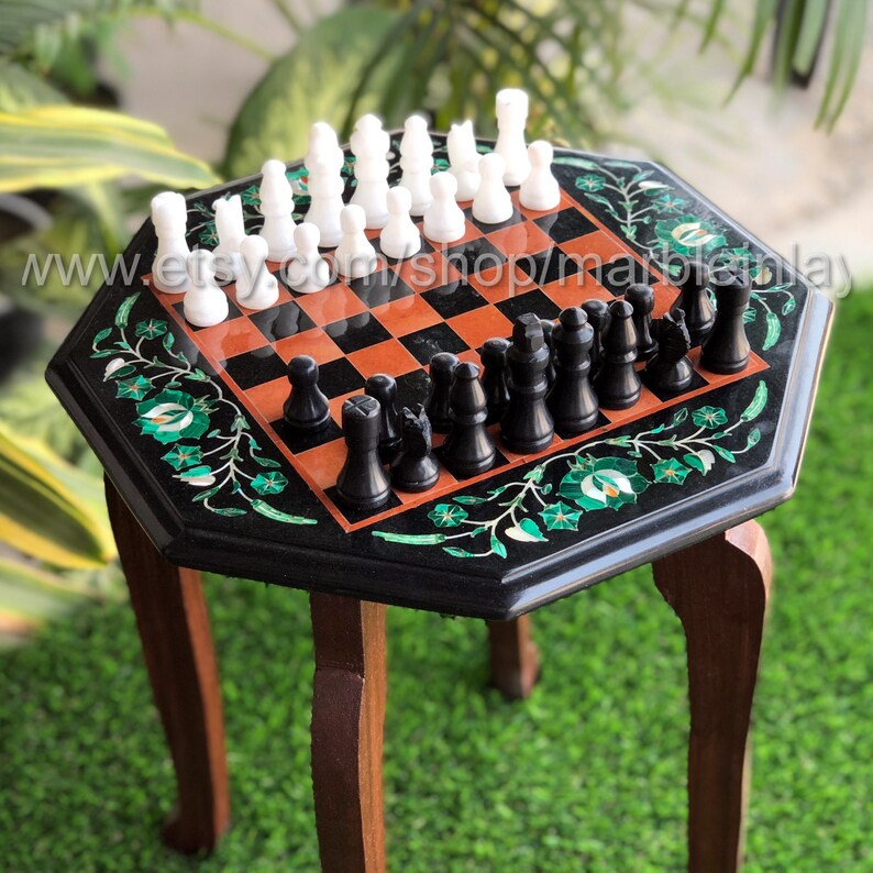 Marble Chess Set Handmade Game Board Stone Handcraft Pieces | Etsy