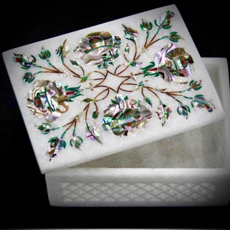 Marble Jewelry Boxes Handmade Rectangle Stone Inlay Ring - Etsy