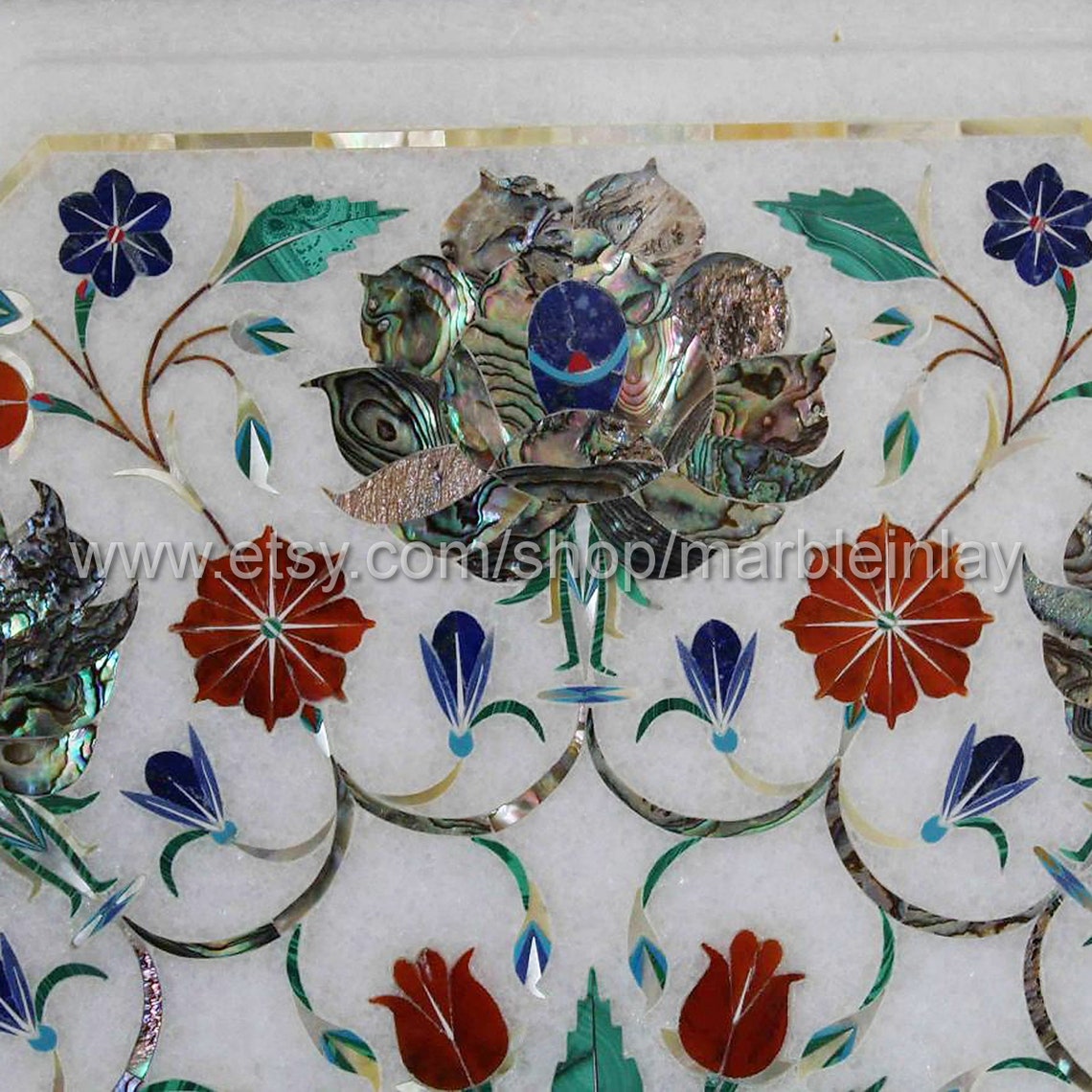 Abalone Shell End Table for Home Decor Marble Inlay Side Table - Etsy