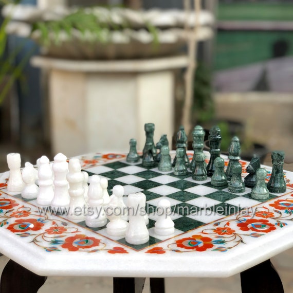 Marble Chess Table With Pieces Set Unique Board Games for - Etsy
