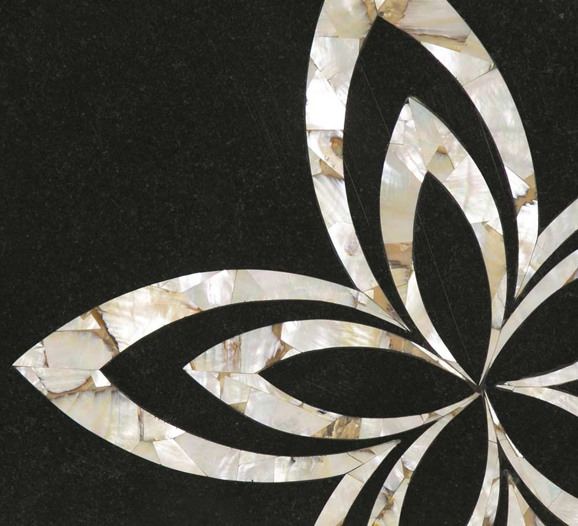 Black Marble Inlay Side Table Mother of Pearl - Etsy