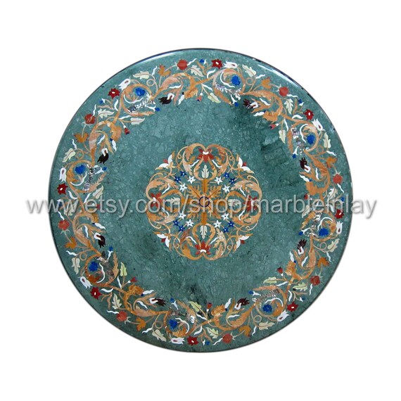 Marble Inlay Round Dining Table Top Handmade Kitchen Furniture | Etsy