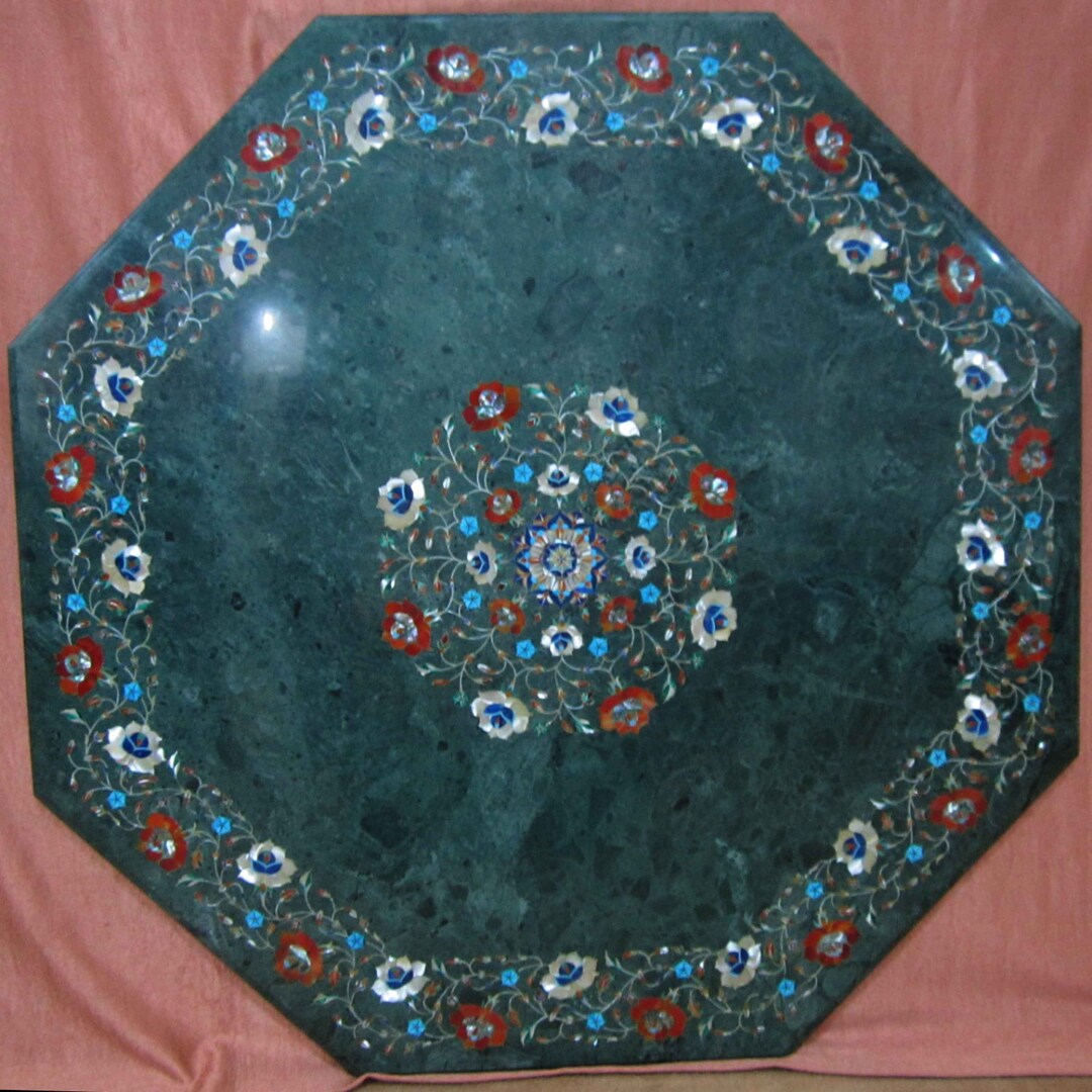 Farmhouse Coffee Table Handmade Round Marble Inlay Table - Etsy