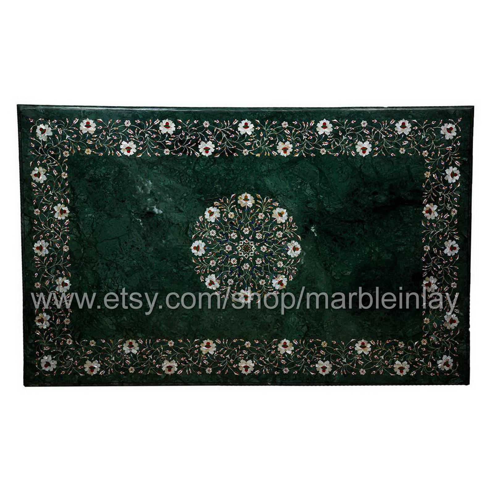 Green Marble Coffee Table Farmhouse Dinning Table Handmade - Etsy