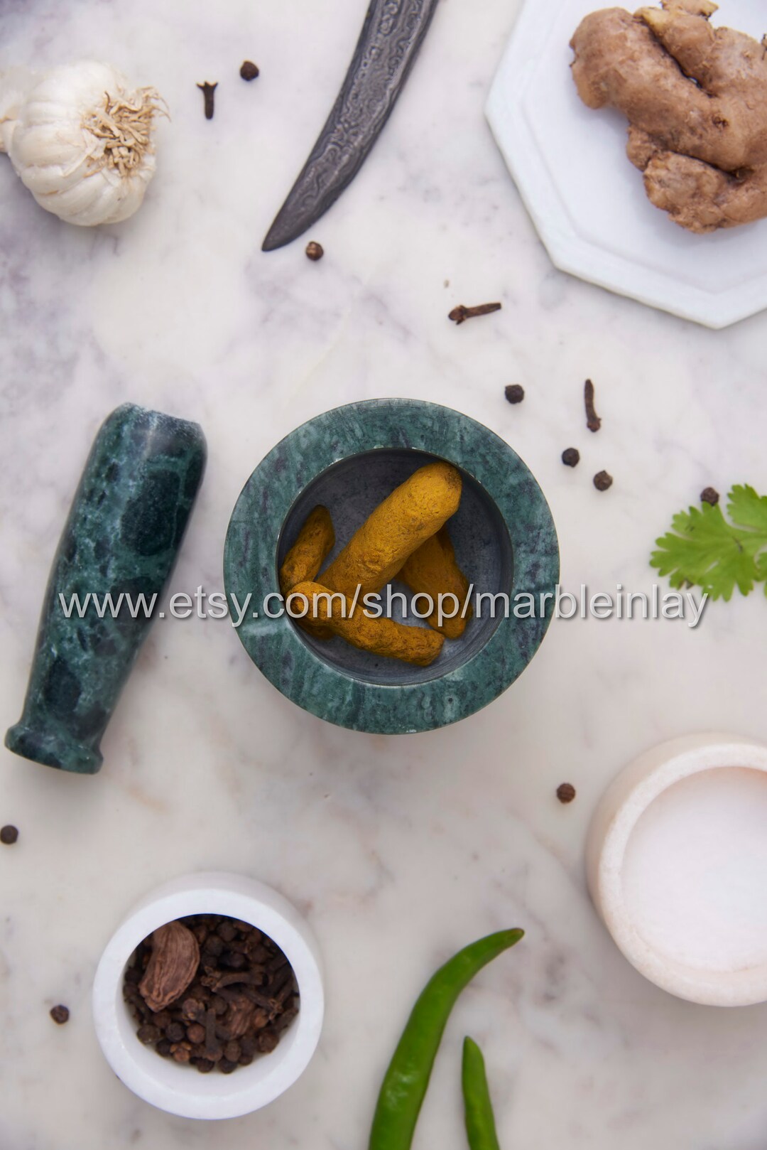 Green Marble Mortar and Pestle Natural India Marble Handmade Mortar - Etsy