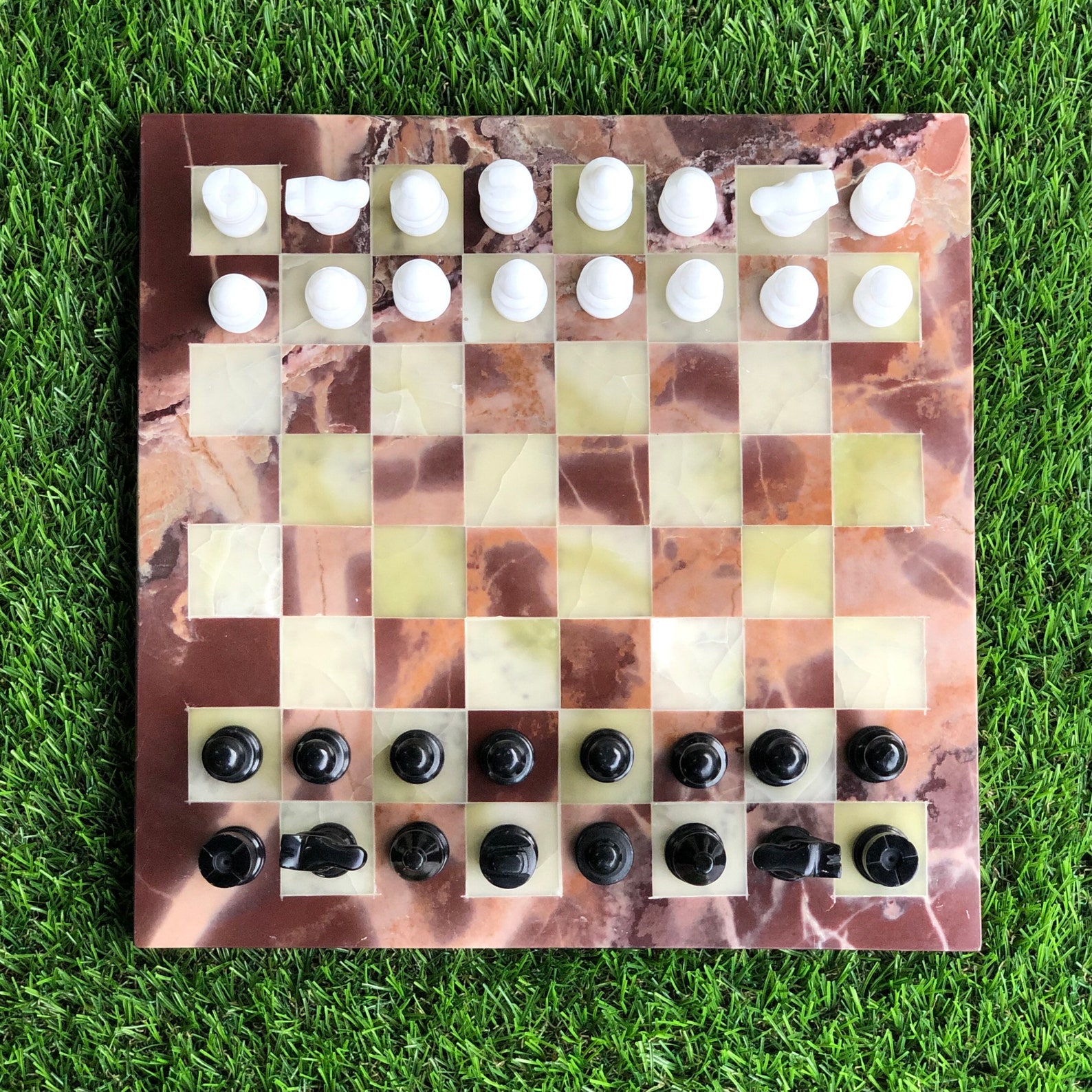 Marble Chess Table With Pieces Set Unique Board Games - Etsy