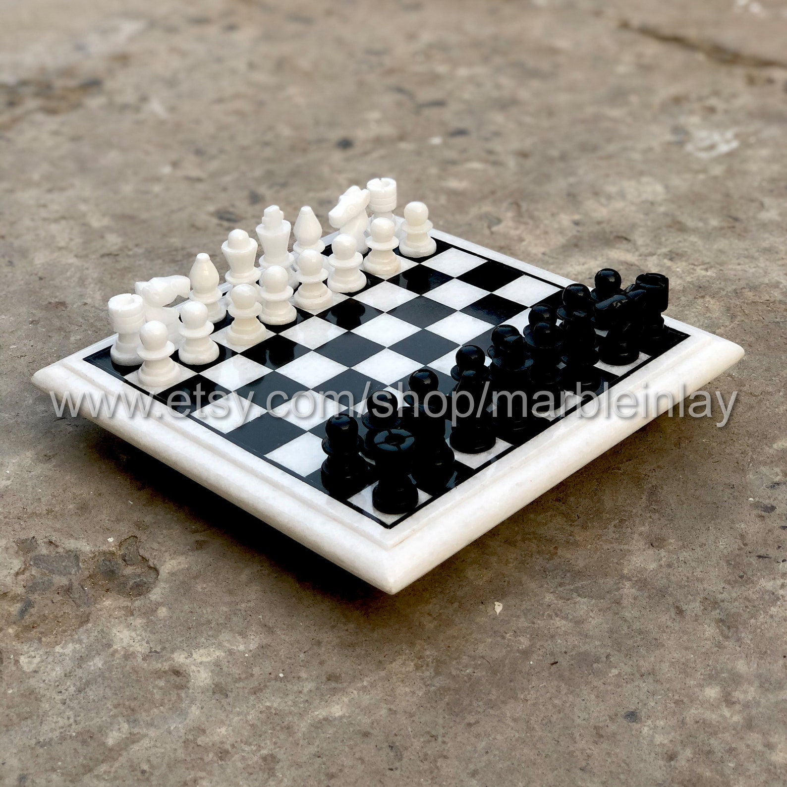 Handmade Stone Chess Set With Marble Board Gift for Adult Game | Etsy