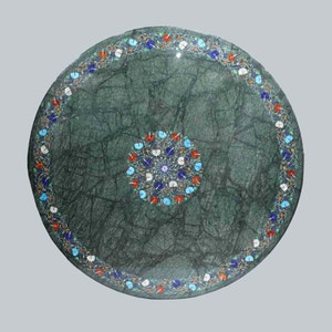 Round Marble Inlay Dining Table Top - Etsy