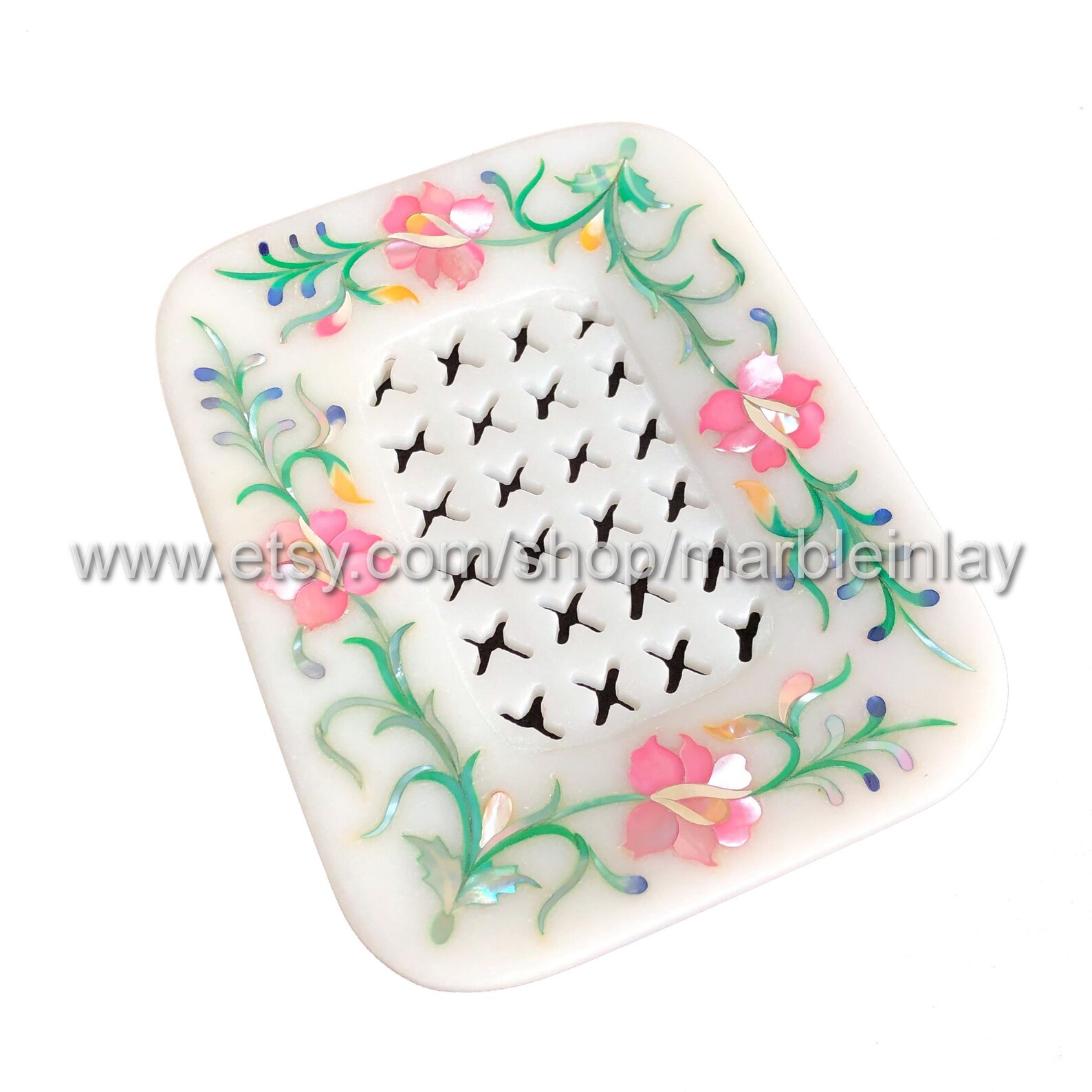 Soap Dish Made of Marble Inlay Handcrafted With Drainage - Etsy
